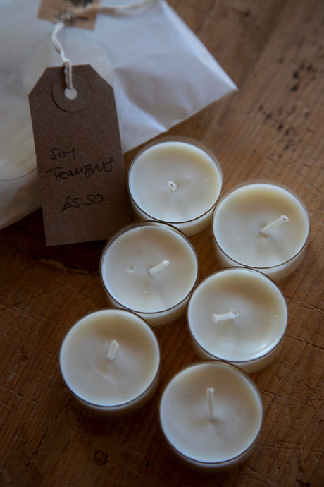 Soy Wax Tea Lights Unscented 6 pack Willow Finn Candles